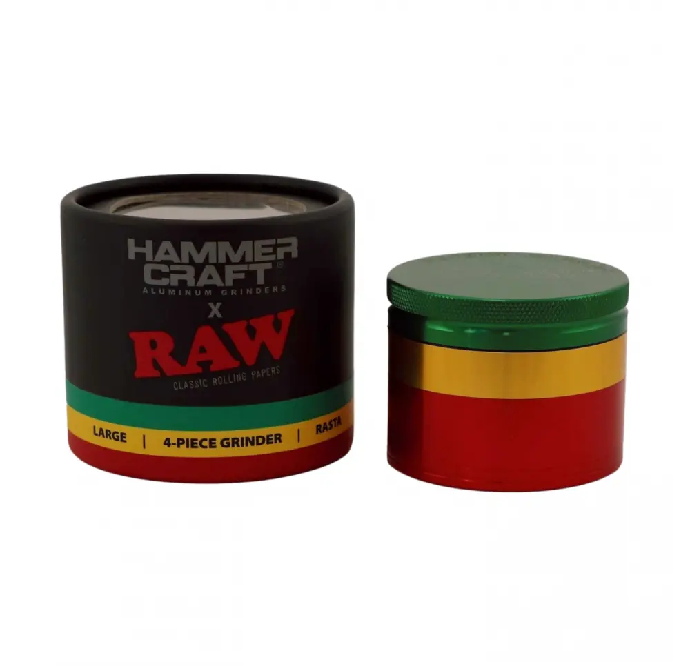 Młynek metalowy Hammercraft X RAW Rasta 4-części 61 mm - Królestwo Konopi